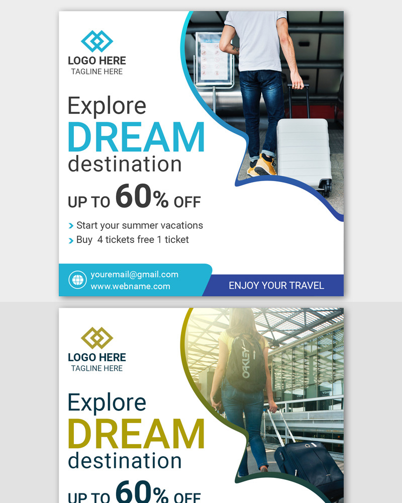 Travel square post banner template Social Media Template