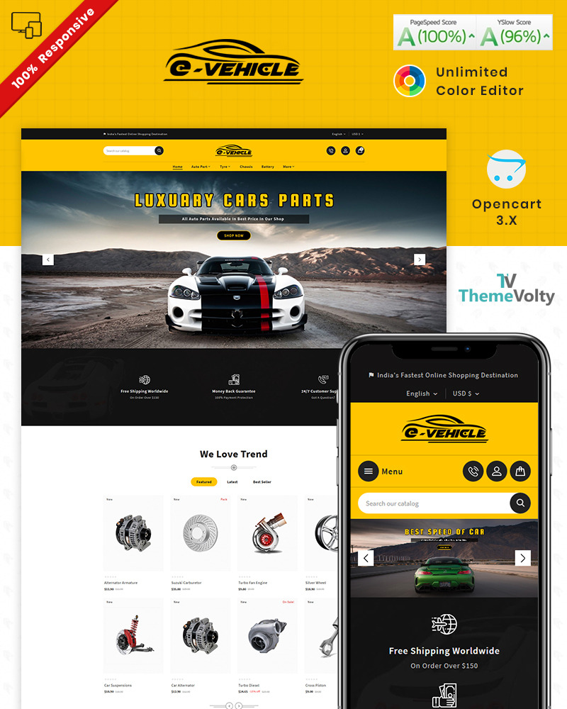 E Vehicle Auto Part Tools Shop OpenCart Template