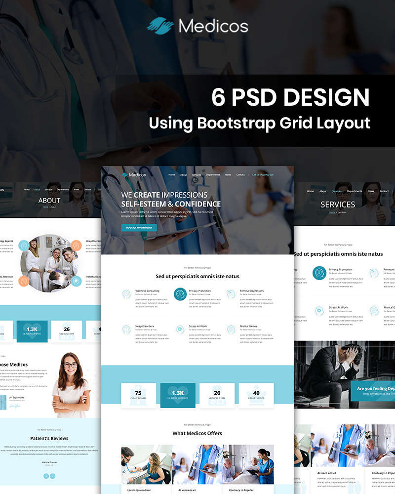Medicos - Health Care PSD Template #87677 - TemplateMonster