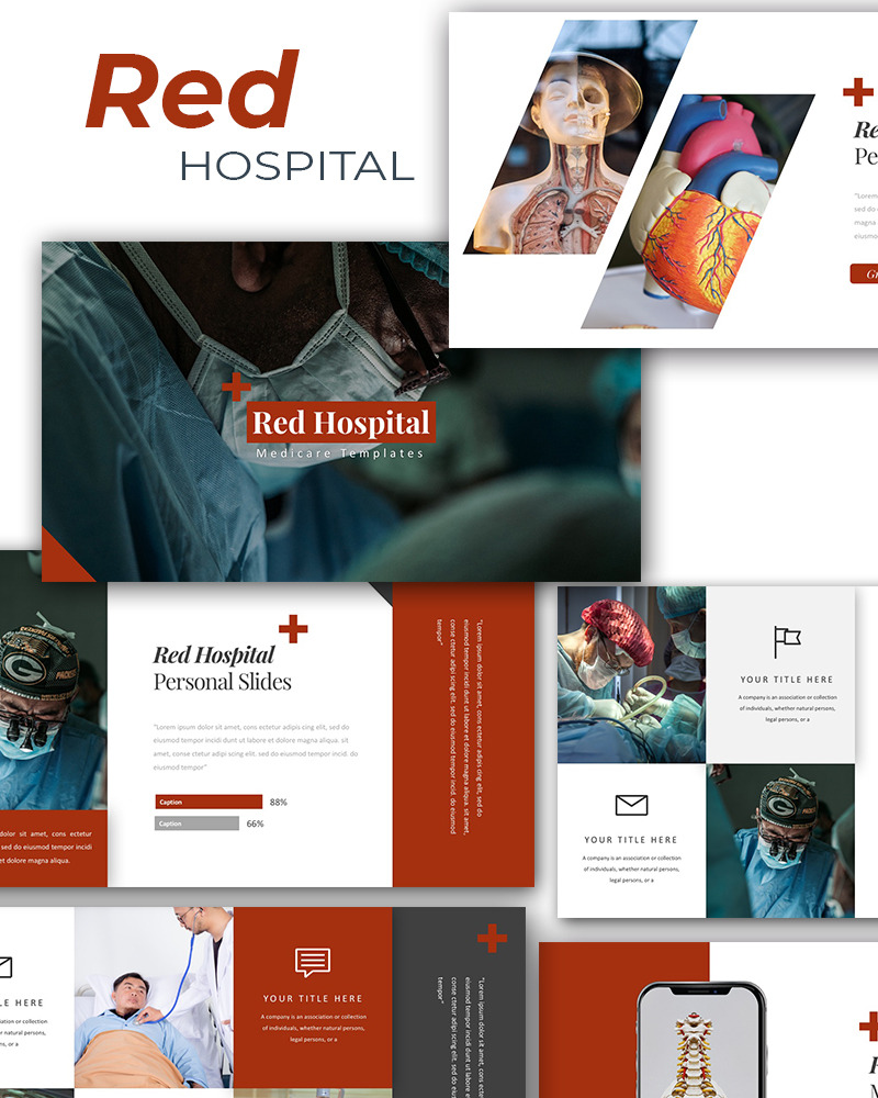 Red Hospital Medical PowerPoint template - TemplateMonster