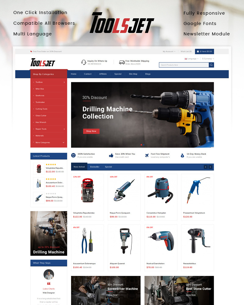 Toolsjet - Hardware Store OpenCart Template #87794