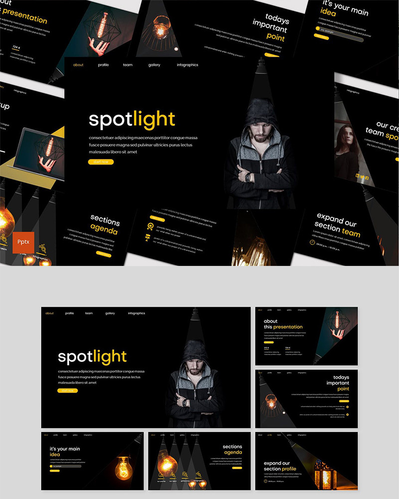 Spotlight PowerPoint template #87806 - TemplateMonster