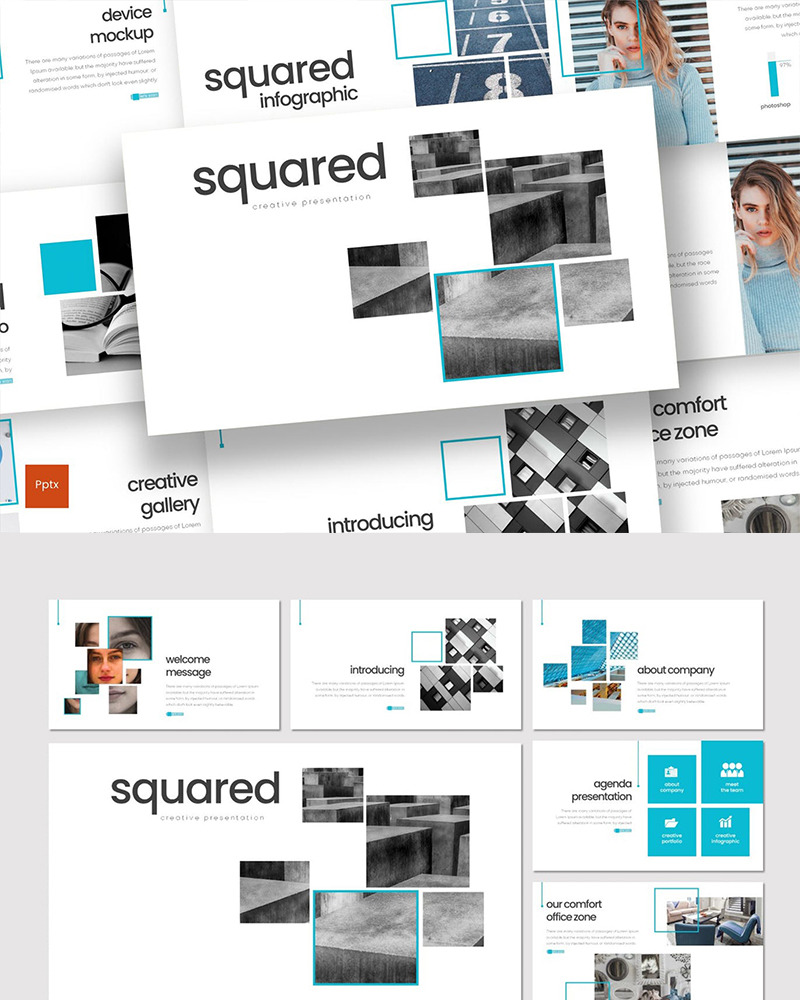 Squared PowerPoint template #87805 - TemplateMonster