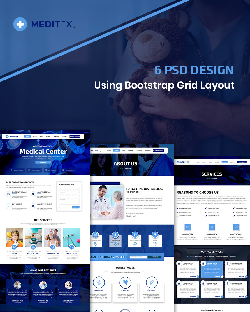 Meditex - Medical PSD Template #87914 - TemplateMonster