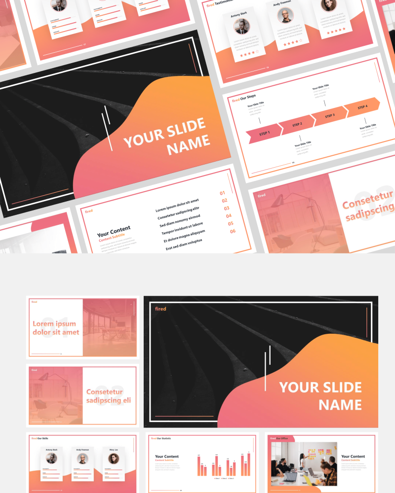 Fired PowerPoint template #88026 - TemplateMonster