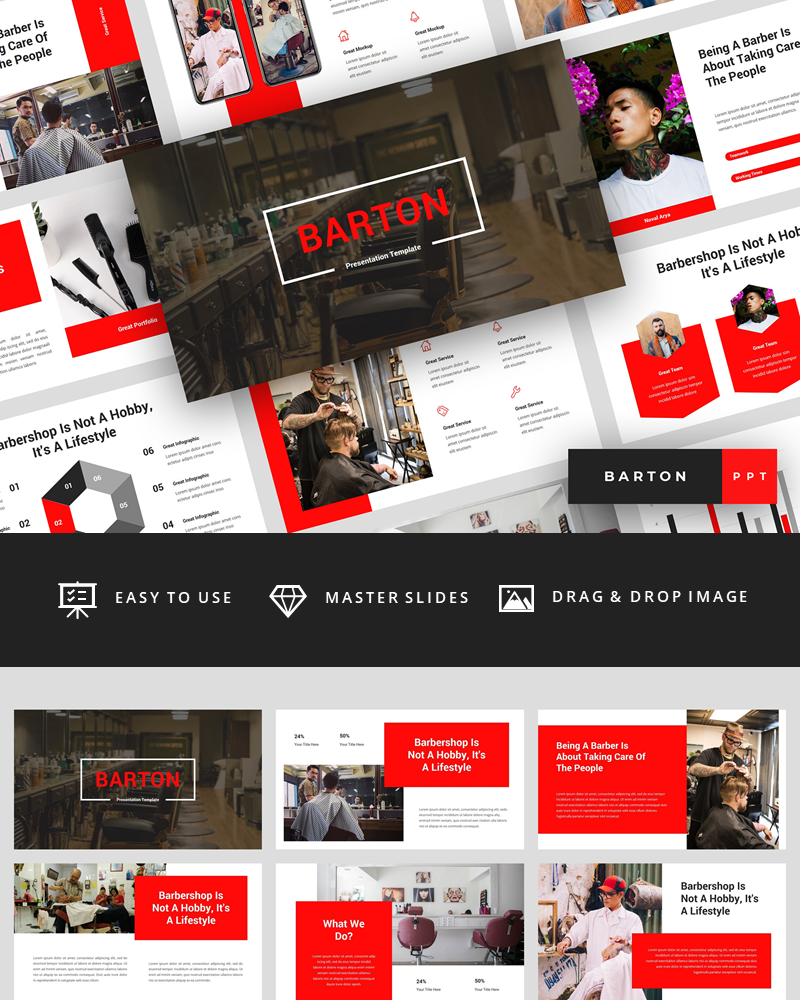 Barton - Barbershop Presentation PowerPoint template