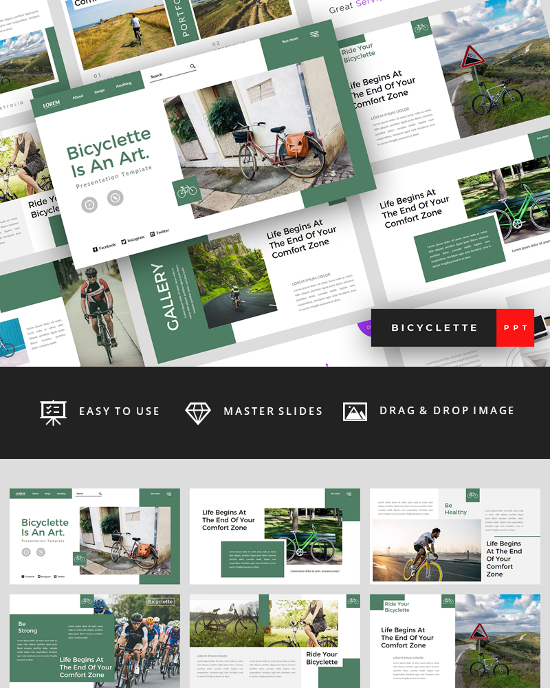 Bicyclette - Bicycle Presentation PowerPoint template