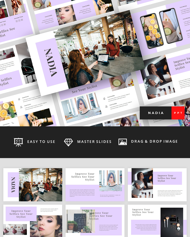 Nadia - Hair Salon Presentation PowerPoint template