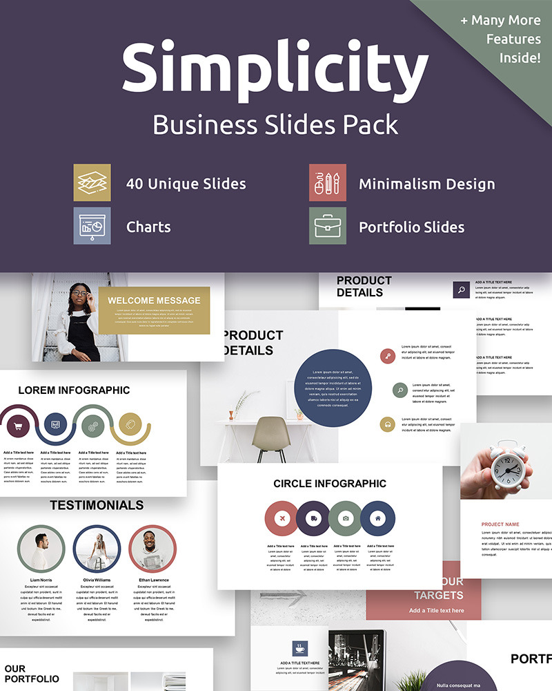 Simplicity Business Slides Pack PowerPoint template