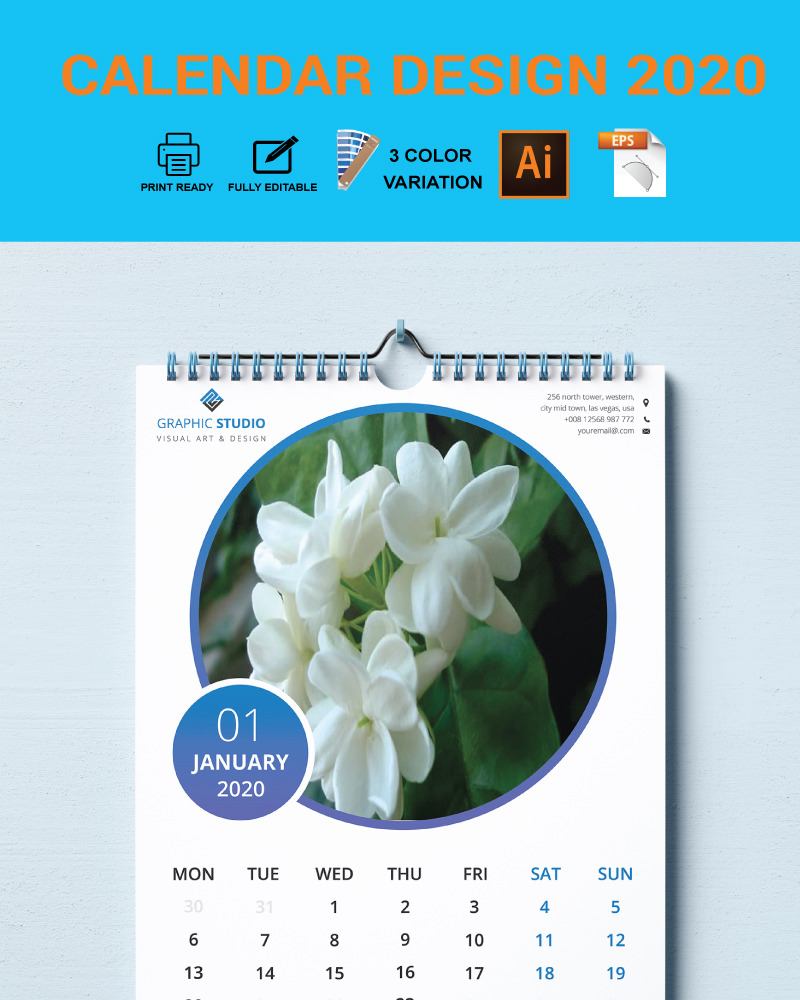 Calendar Design 2020 Planner #88589 - TemplateMonster