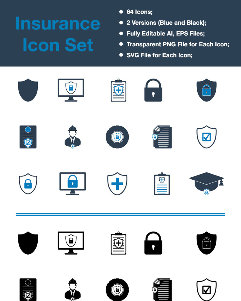 Insurance - Premium Vector Icon Set #88540 - TemplateMonster