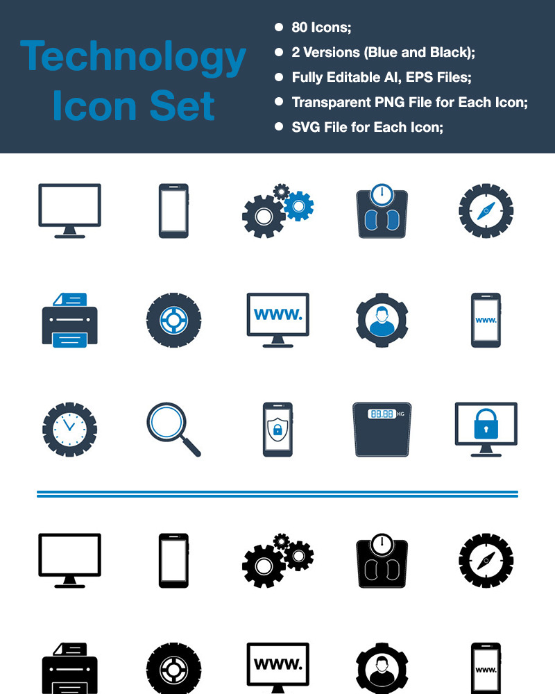 Technology - Premium Vector Icon Set - TemplateMonster