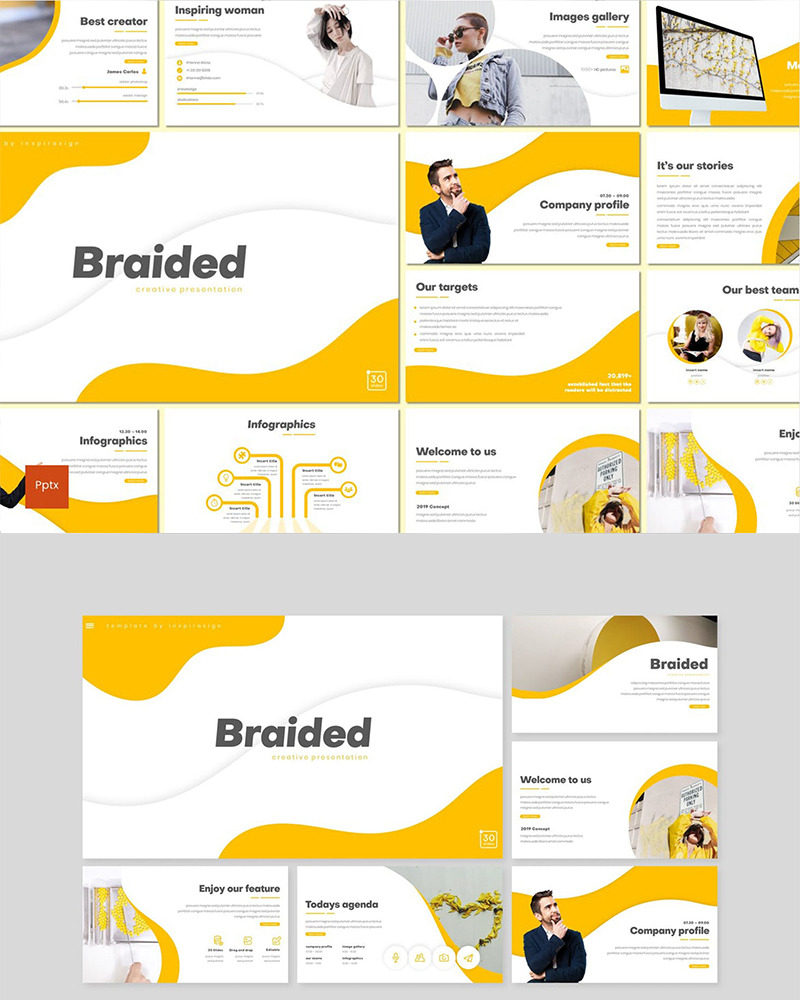 Braided PowerPoint template #89144 - TemplateMonster