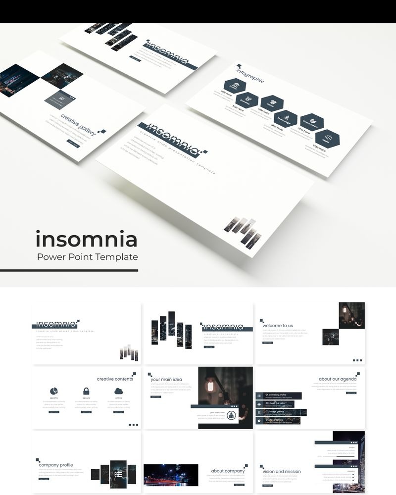 Insomnia PowerPoint template #89371 - TemplateMonster