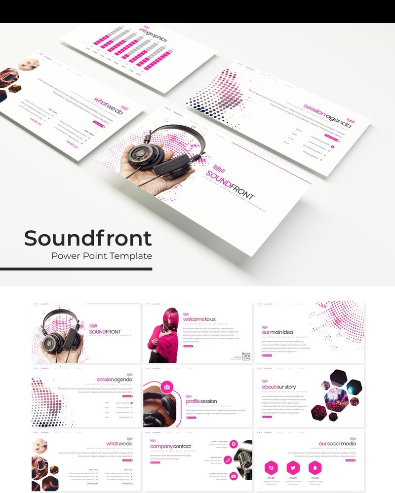 Plantilla de PowerPoint frente al sonido - TemplateMonster