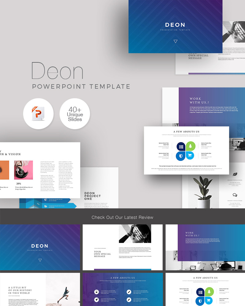 Deon Minimal Clean PowerPoint template - TemplateMonster