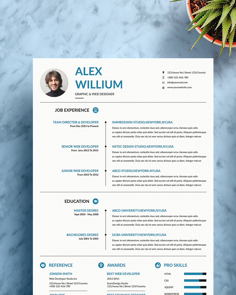 Clean and Modern v02 Resume Template - TemplateMonster
