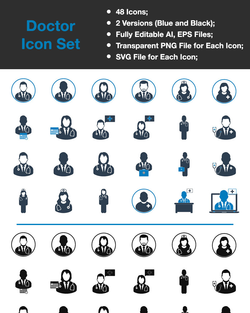Doctor - Premium Vector Icon Set #89860 - TemplateMonster