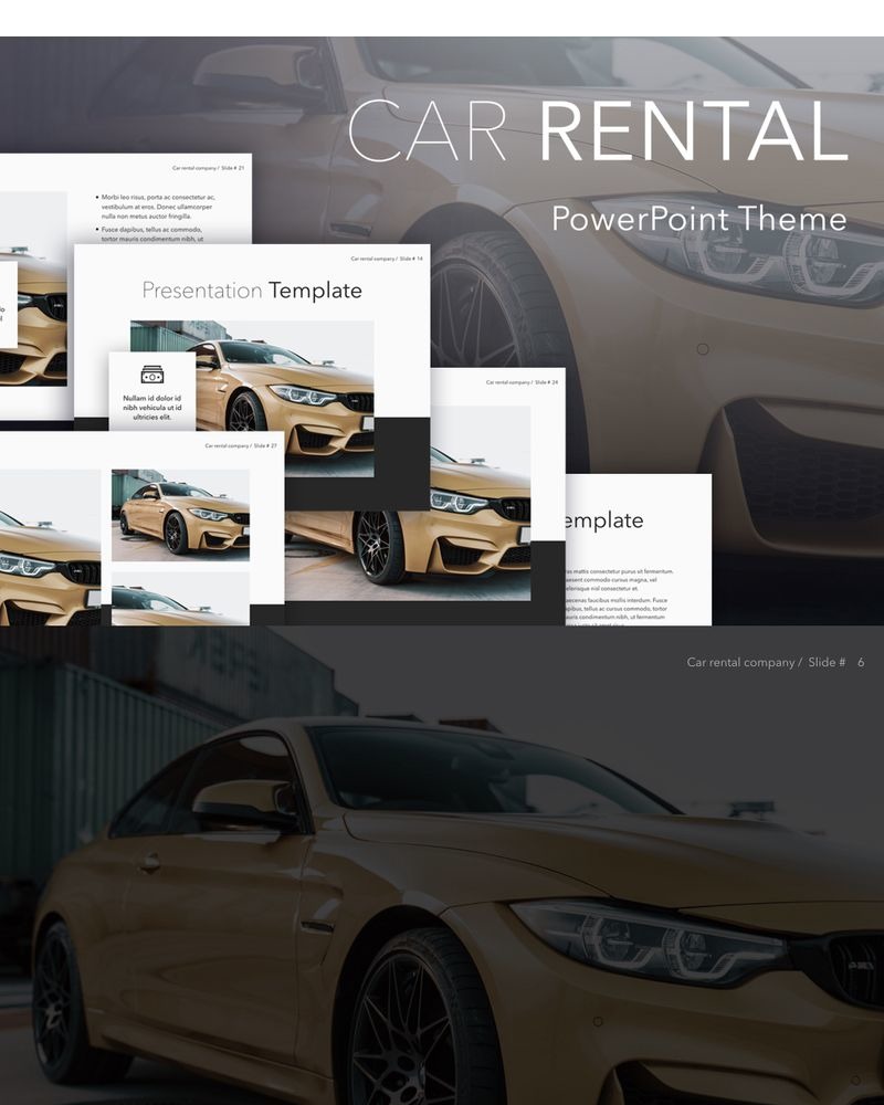 Car Rental PowerPoint template #90086 - TemplateMonster