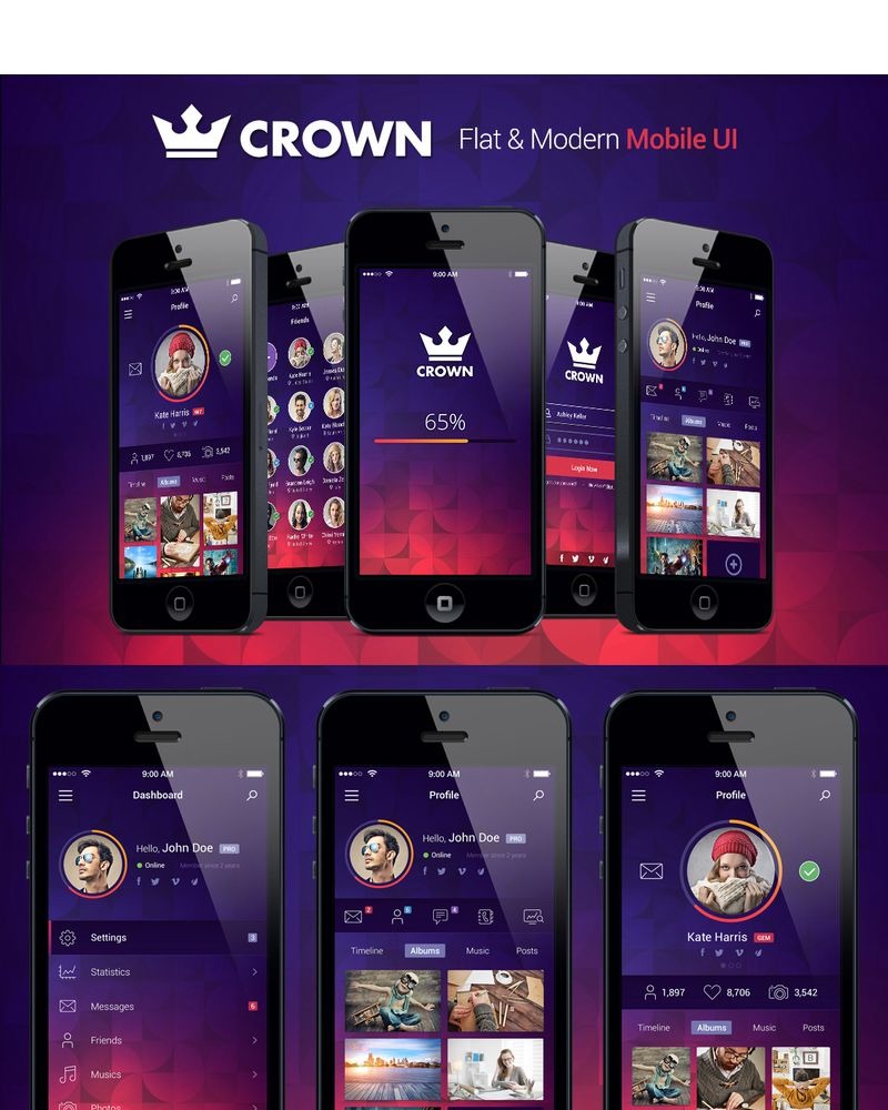 Crown - Fresh Mobile UI Elements #90340 - TemplateMonster