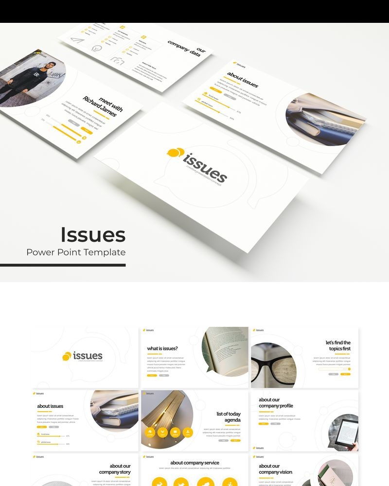 Issues PowerPoint template #90385 - TemplateMonster