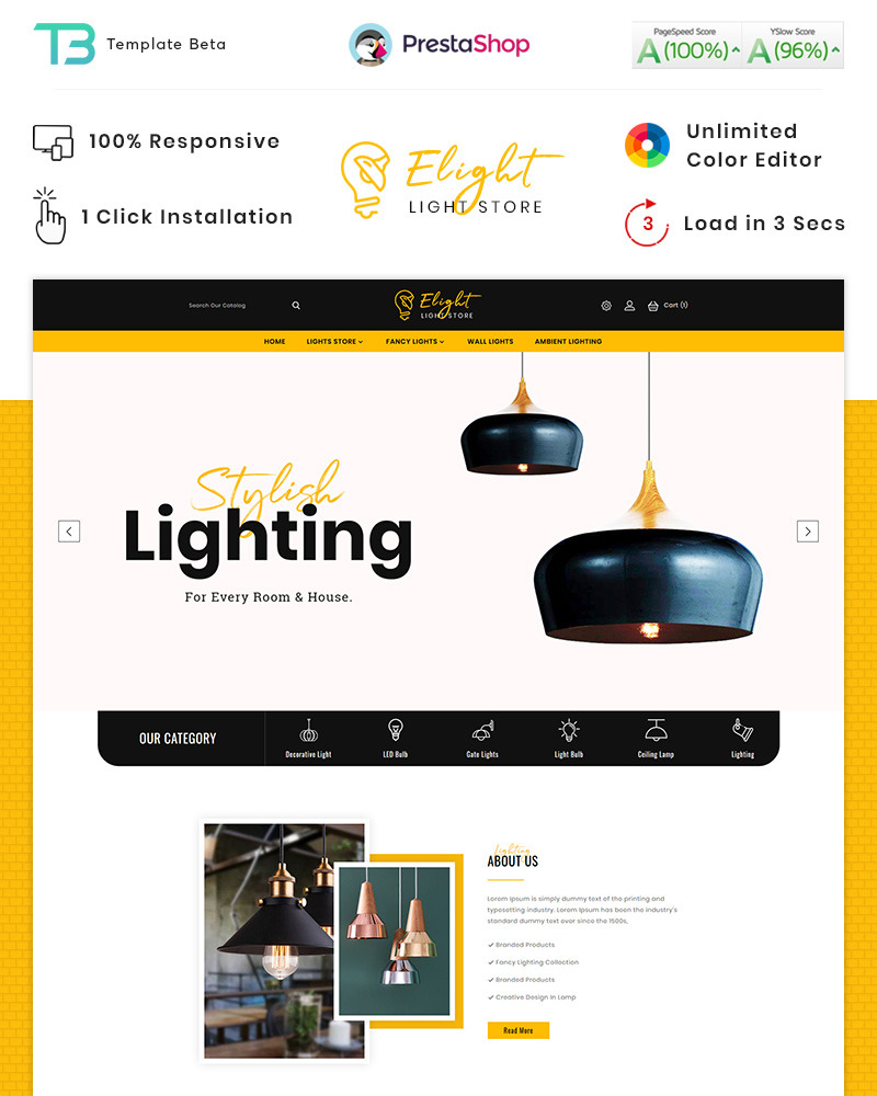E-Light - LED Lighting Store PrestaShop Theme