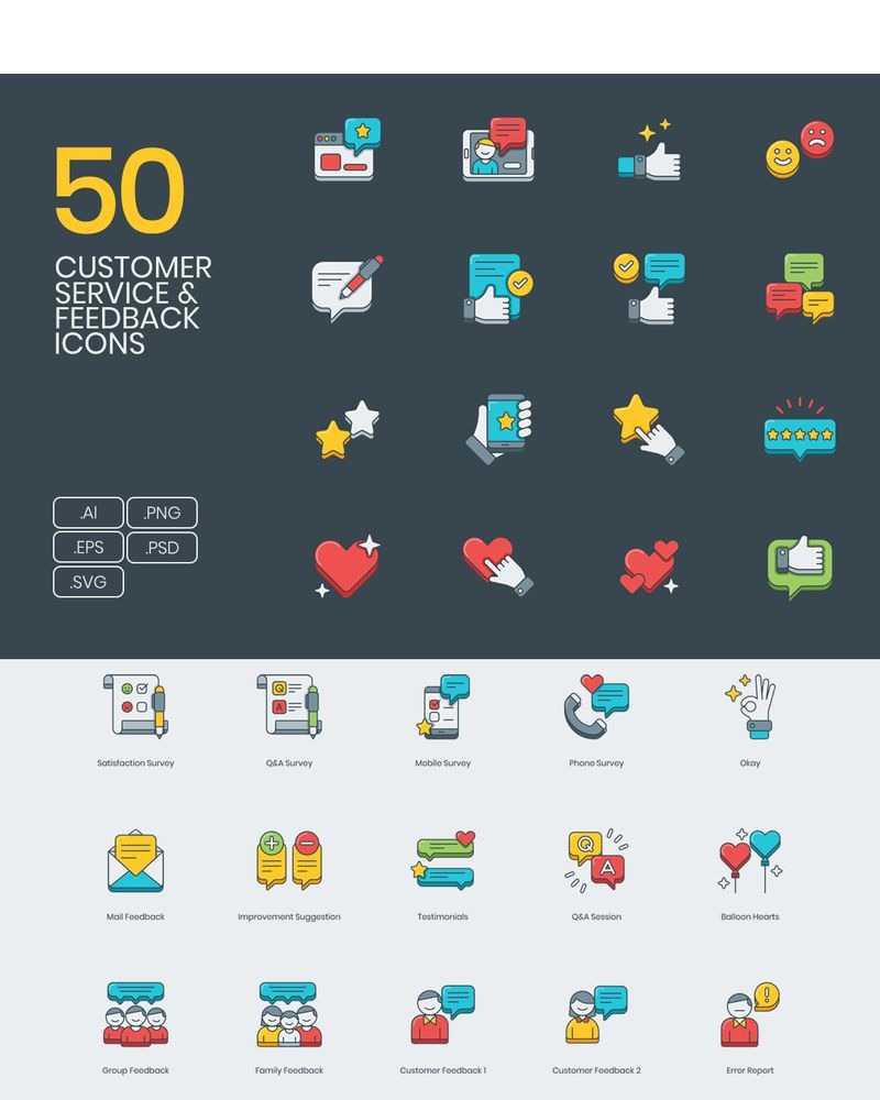 50 Customer Survey _ Feedback Icons - 3D Series Set