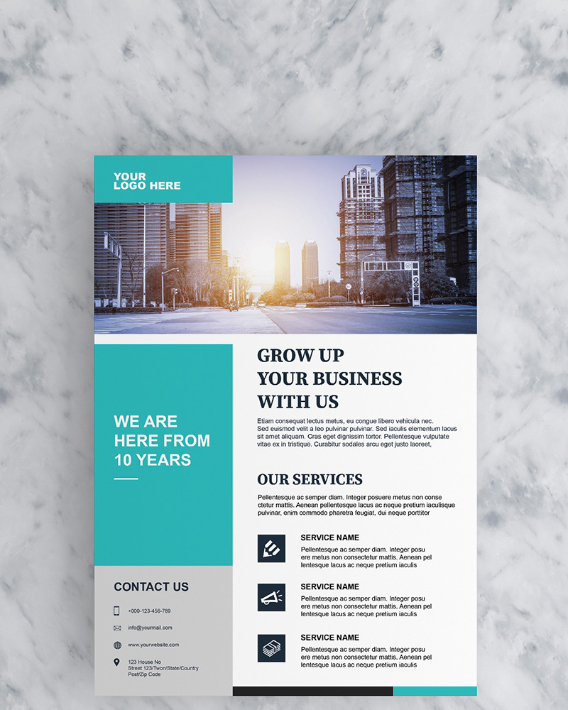 Teal Flyer - Corporate Identity Template - TemplateMonster