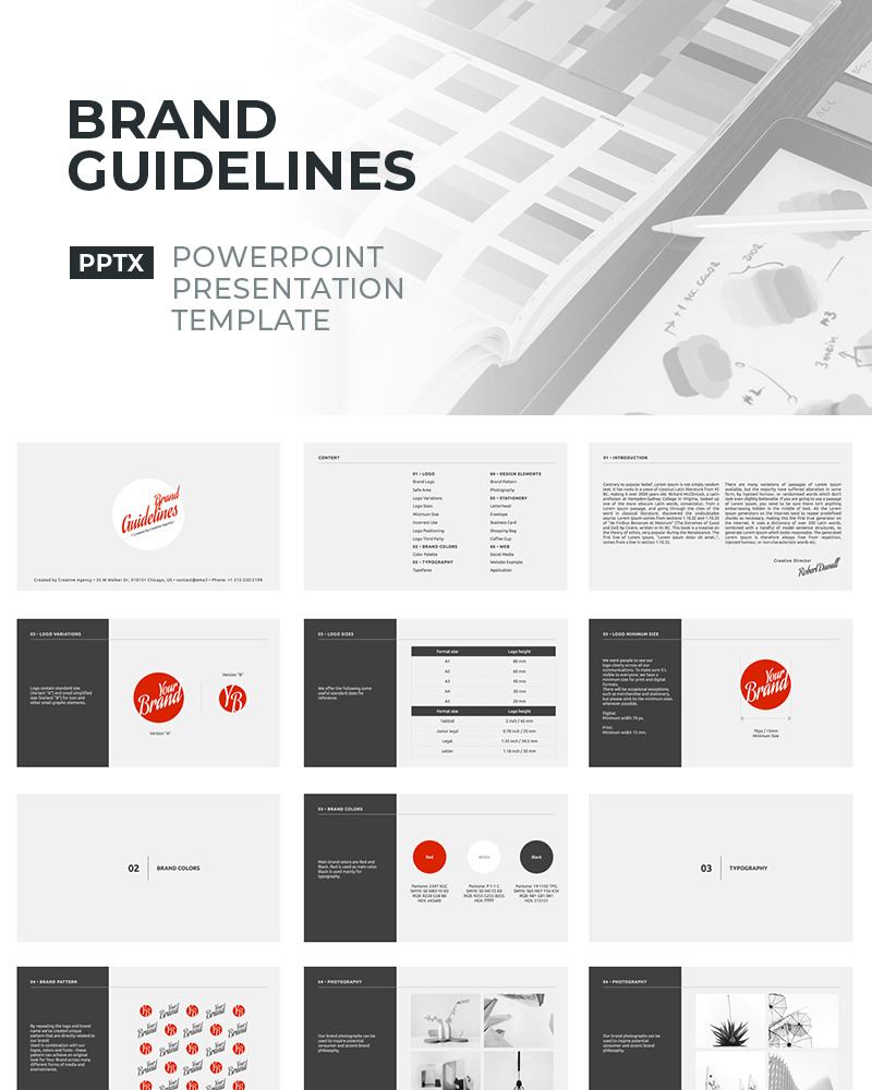 Brand Guidelines PowerPoint template - TemplateMonster