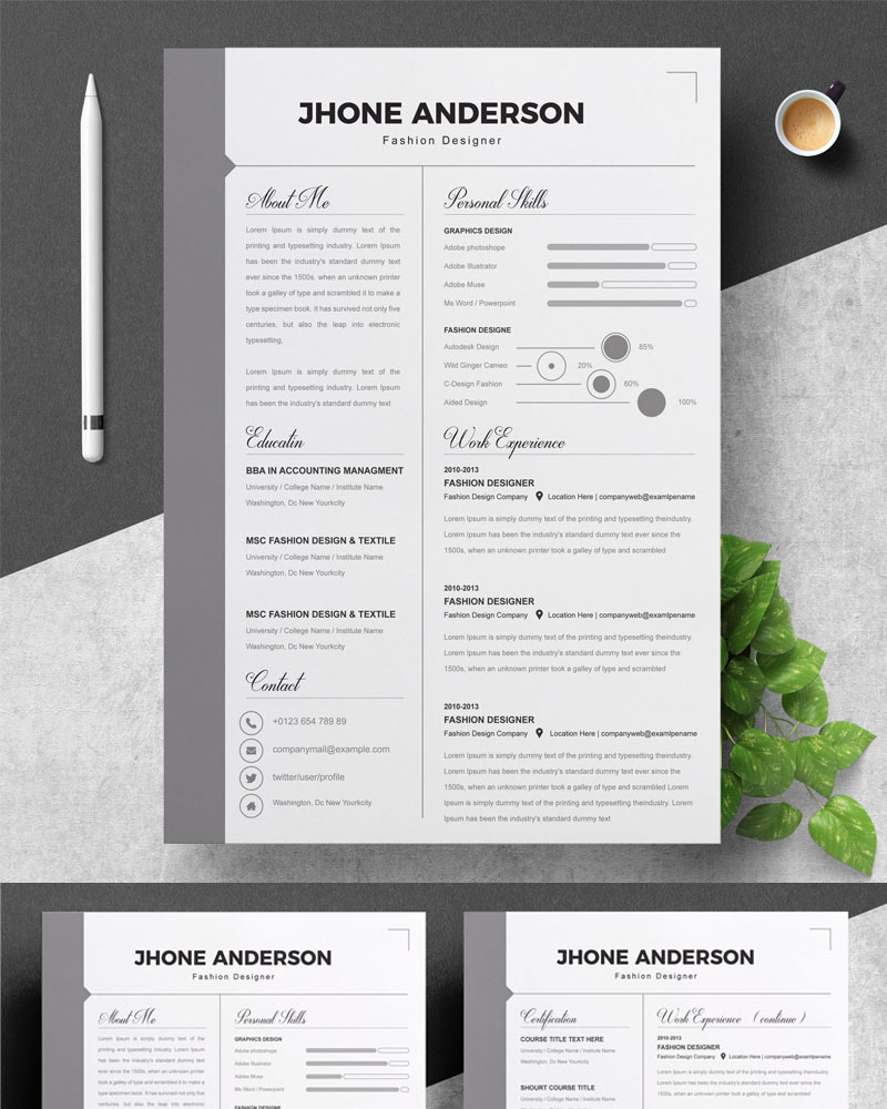 Jhone Resume Template #90607 - TemplateMonster