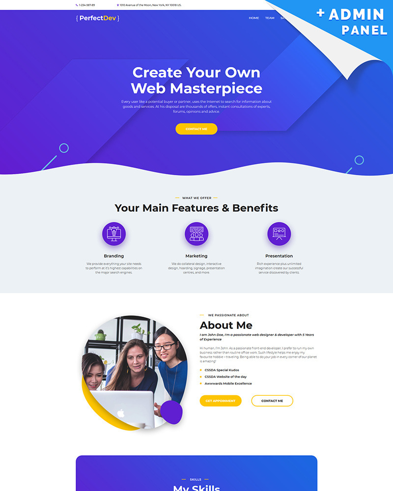 PerfectDev - Web Developer Landing Page Template