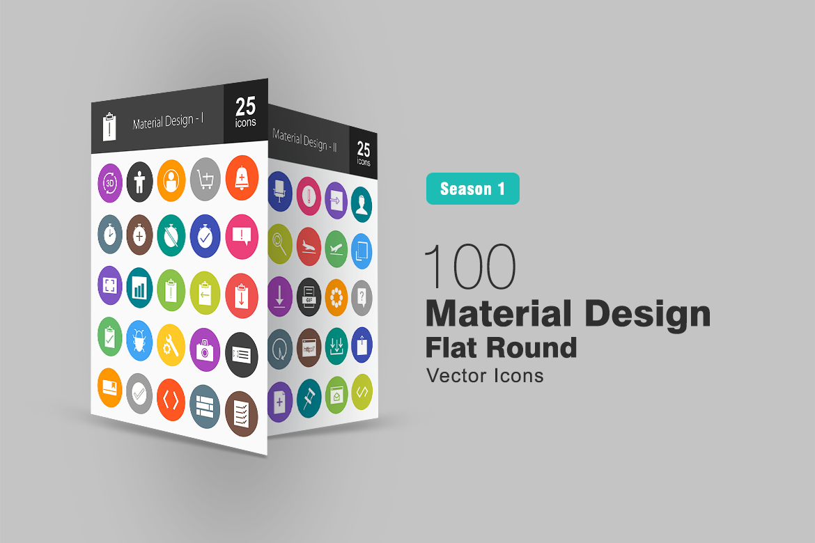 100 Material Design Flat Round Icon Set - TemplateMonster