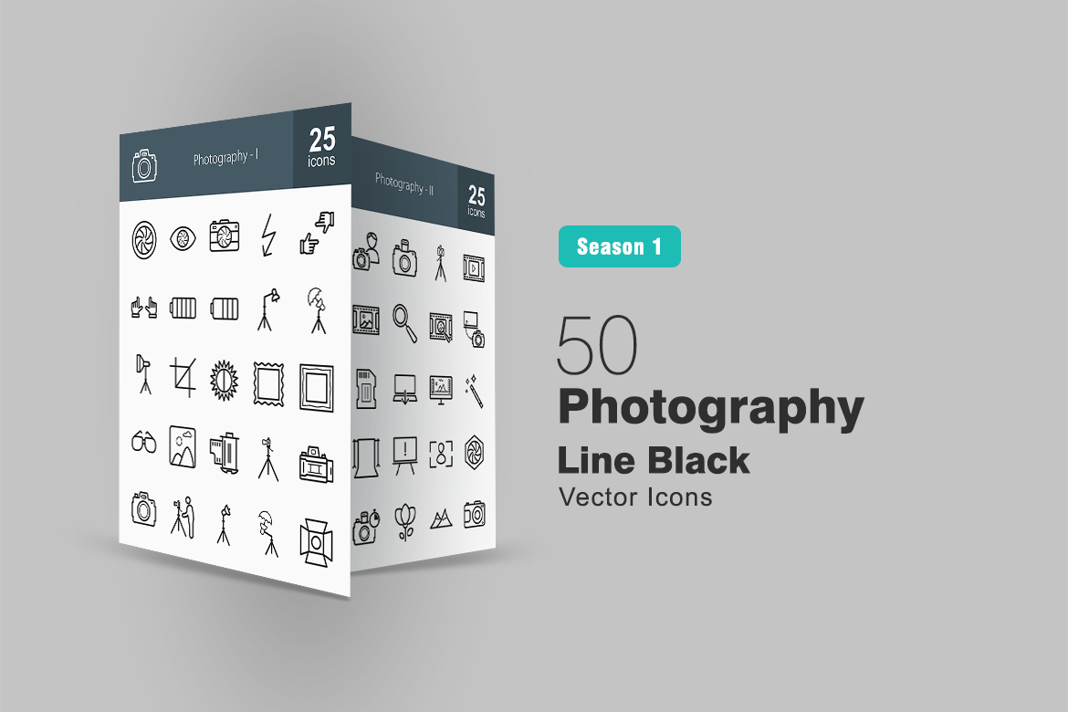 50 Photography Line Icon Set #91203 - TemplateMonster
