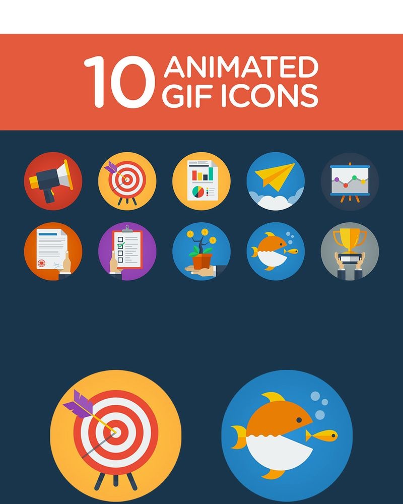 10 Flat Animated Icons Set #91361 - TemplateMonster
