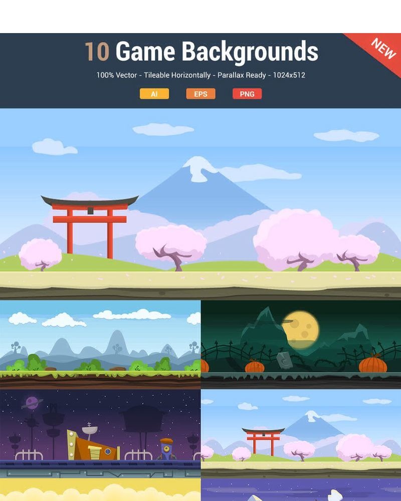 10 Fresh Game Backgrounds Icon Set #91359 - TemplateMonster