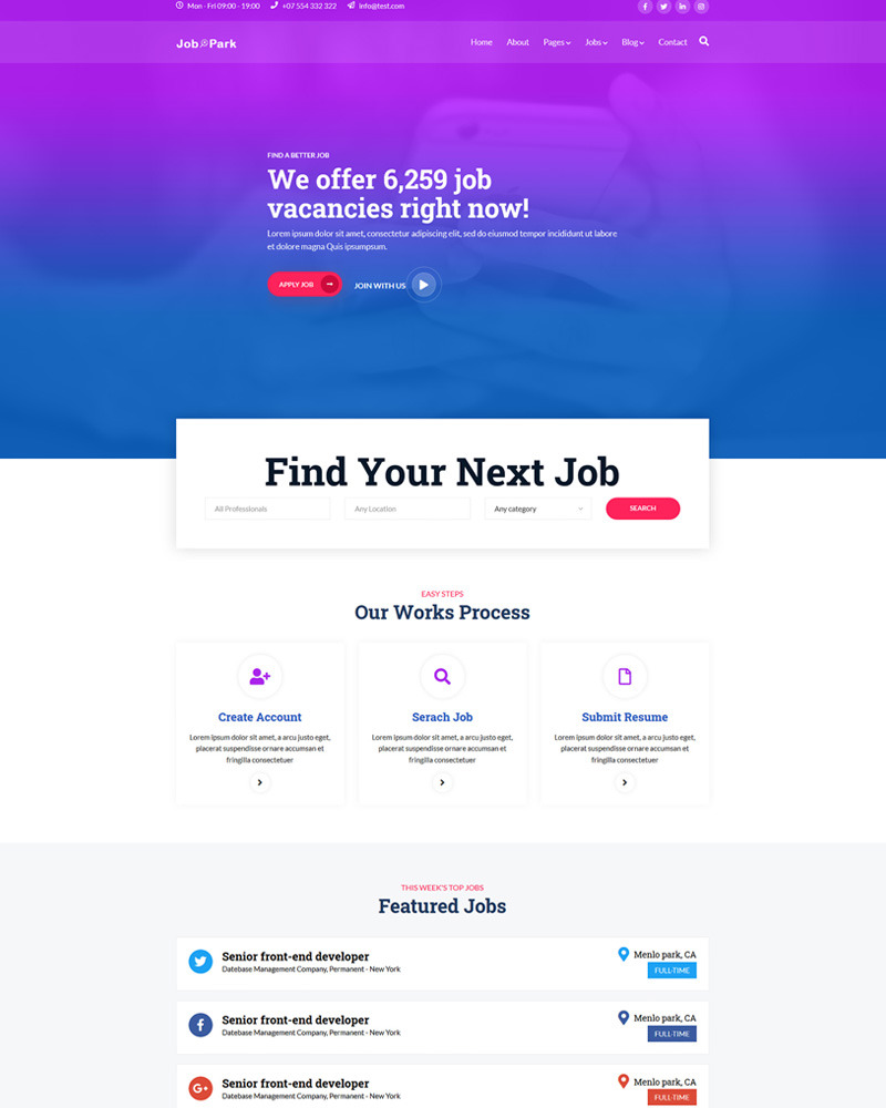 Jobpark Website HTML Responsive Template - TemplateMonster