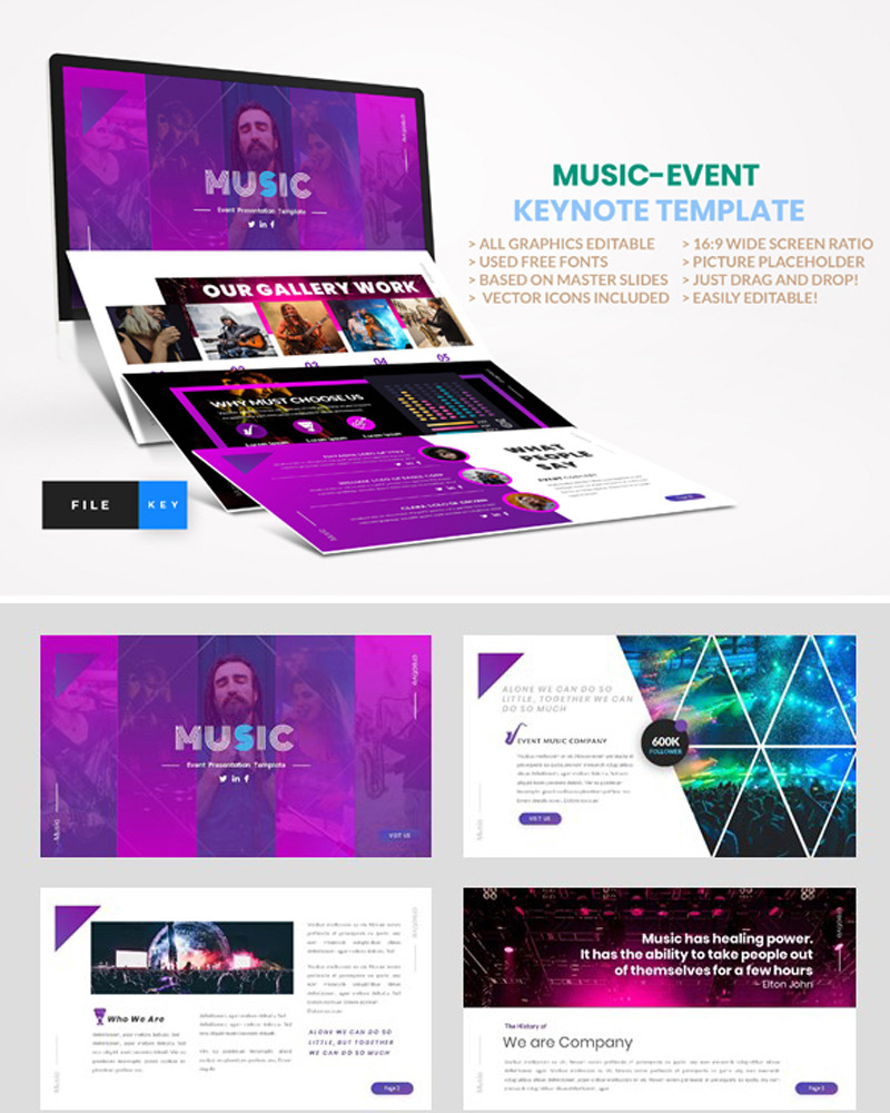 Music - Event - Keynote template #91570 - TemplateMonster