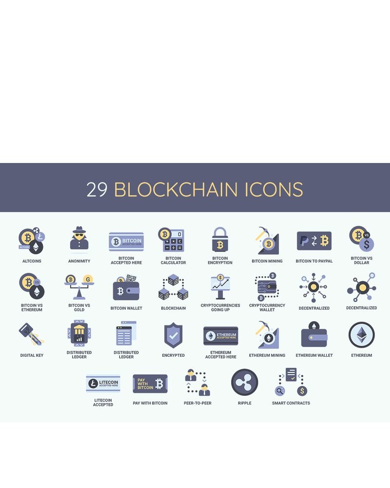 29 Blockchain Icons Set #91712 - TemplateMonster