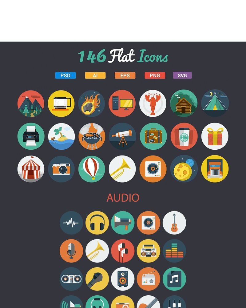 146 Flat Icons Set #91717 - TemplateMonster