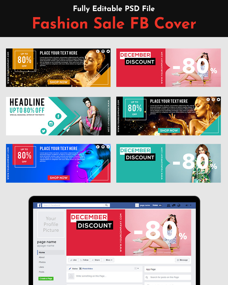 Fashion Store Facebook Cover Social Media Template