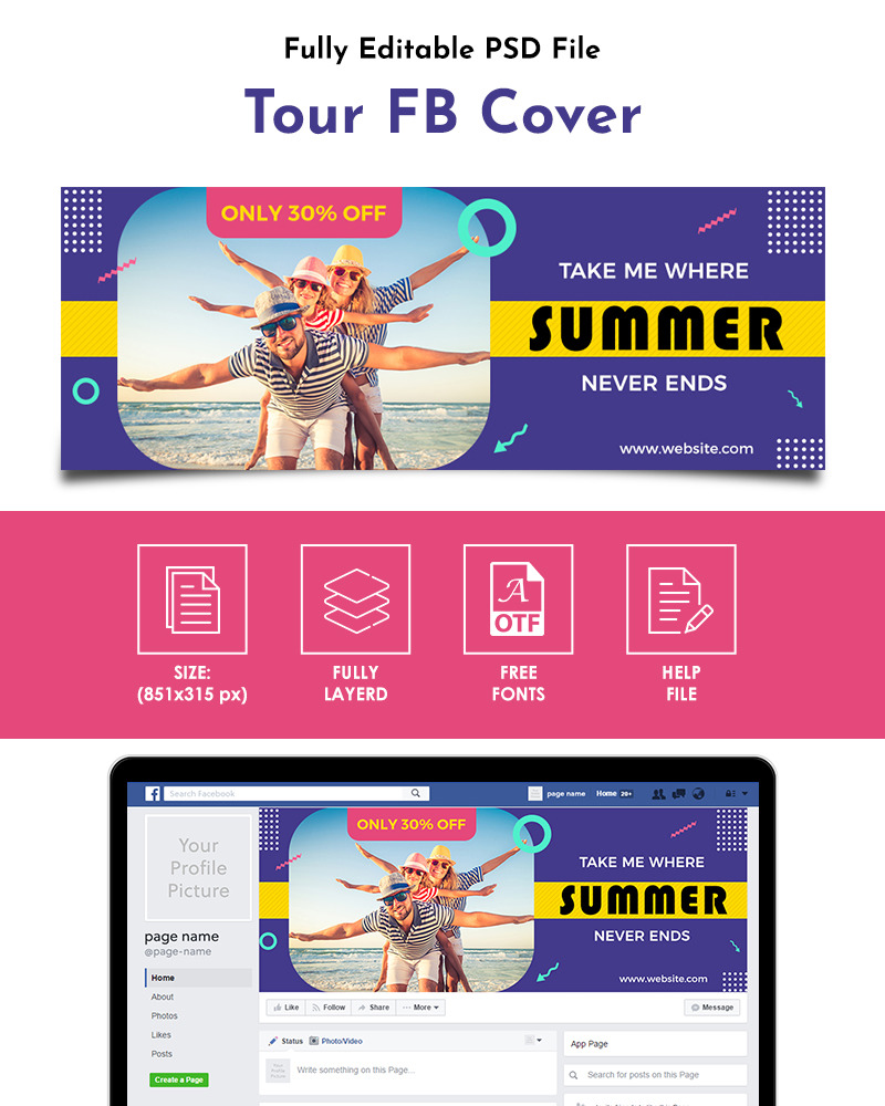 Tour Facebook Cover Social Media Template - TemplateMonster