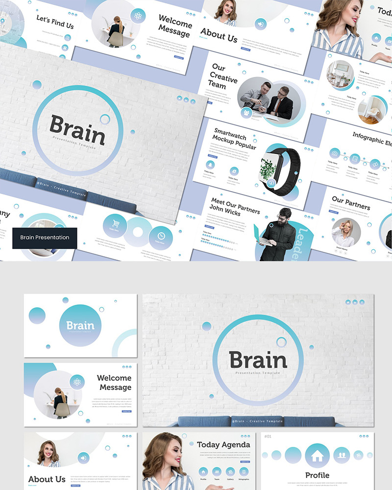 Brain PowerPoint template #92118 - TemplateMonster
