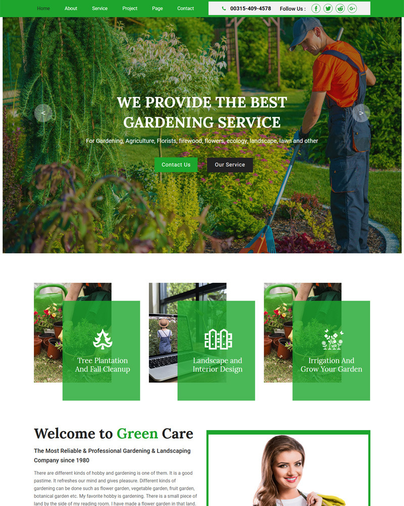 Greencare - Gardening & Landscaping Muse Template