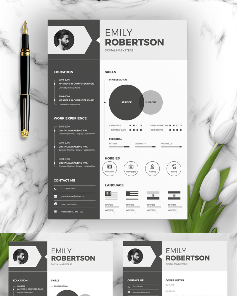 Emily Resume Template #92325 - TemplateMonster