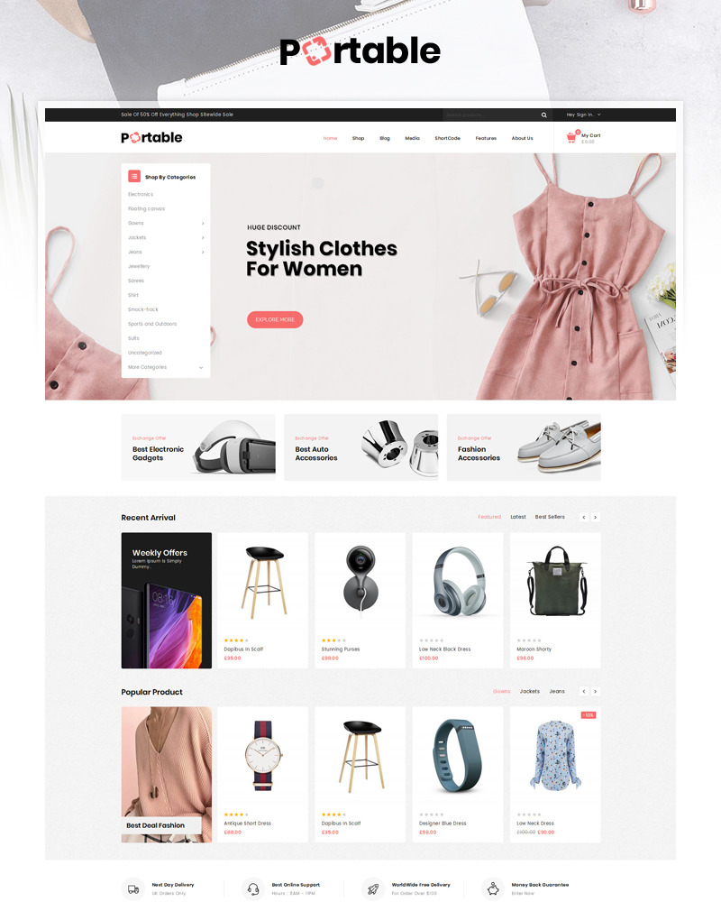 Portable - MegaStore Responsive WooCommerce Theme #92514