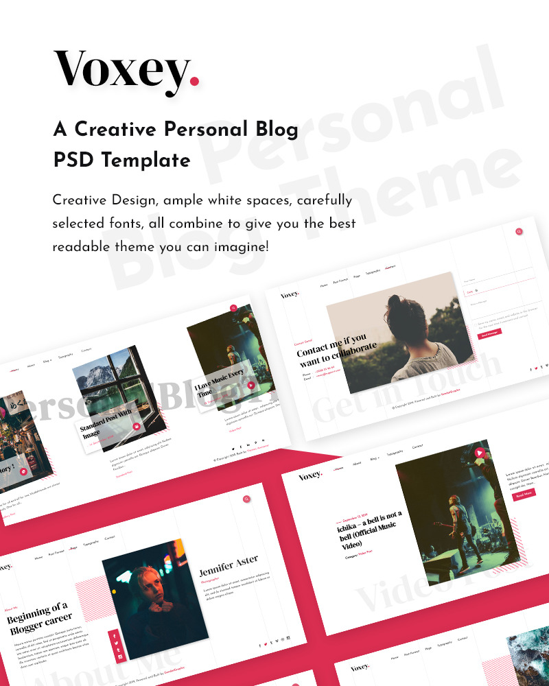 Voxey | A Creative Personal Blog PSD Template