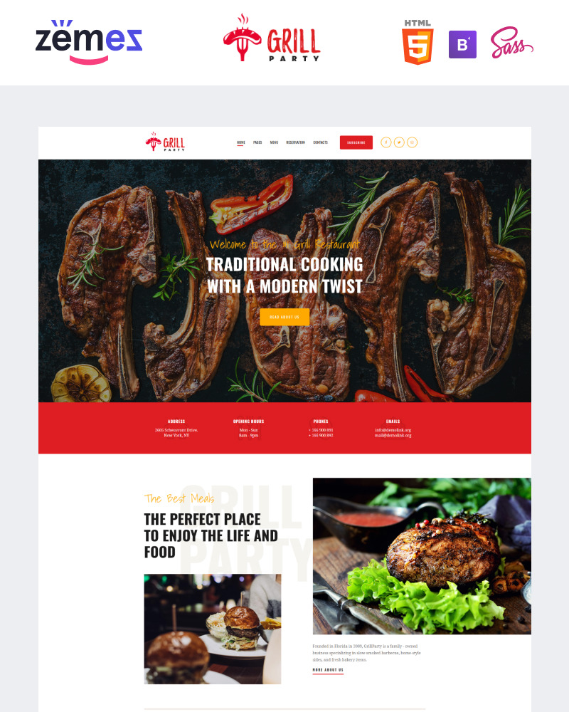 GrillParty - Barbecue Restaurant Website Template