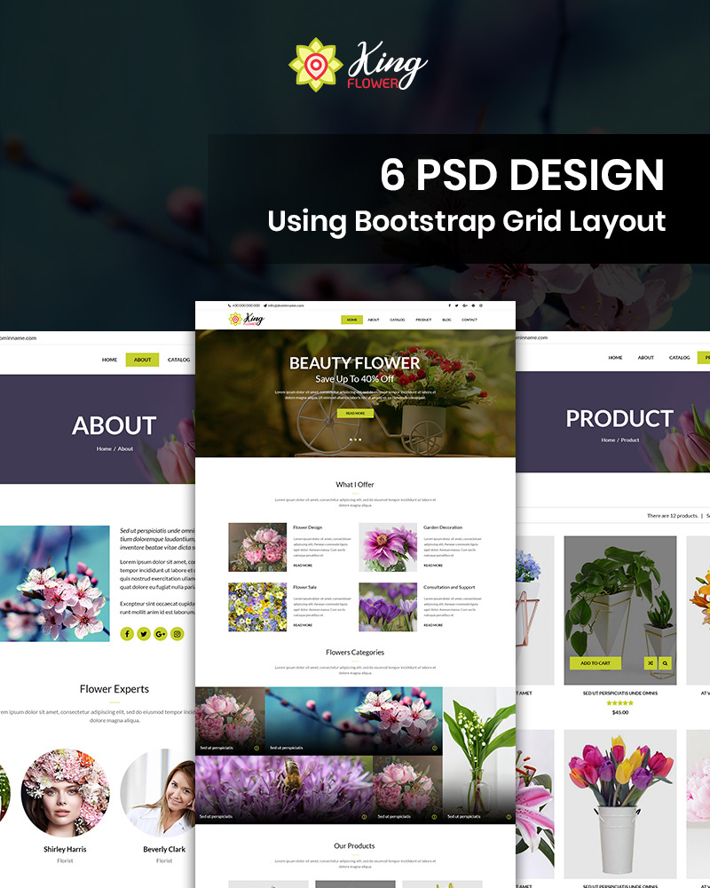 King Flower shop - Flower Shop PSD Template - TemplateMonster