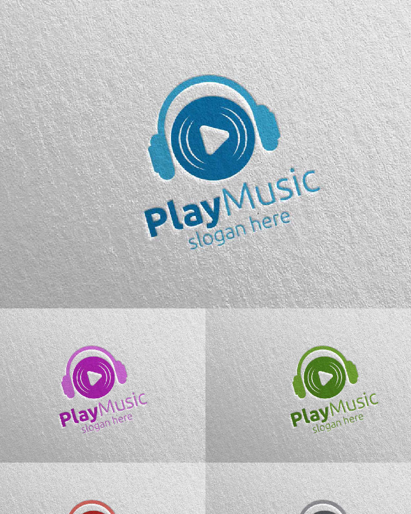 Abstract Music with Note and Play Concept 18 Logo Template