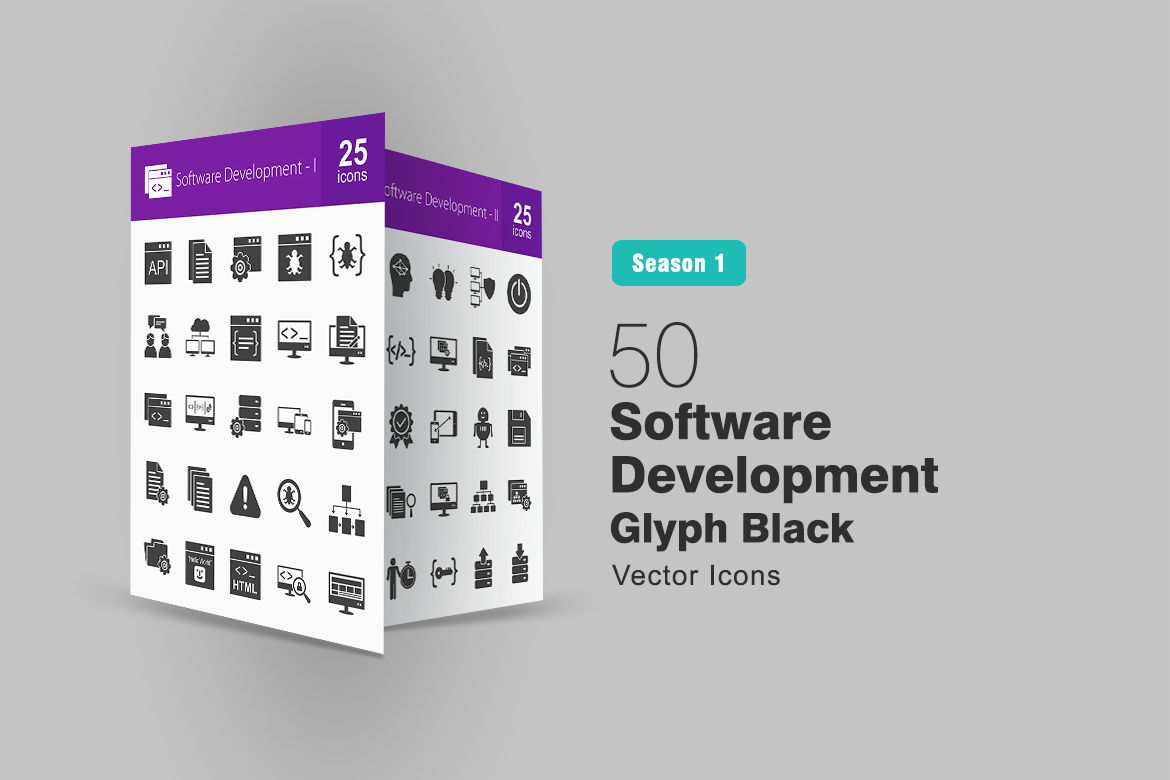 50 Software Development Glyph Icon Set - TemplateMonster